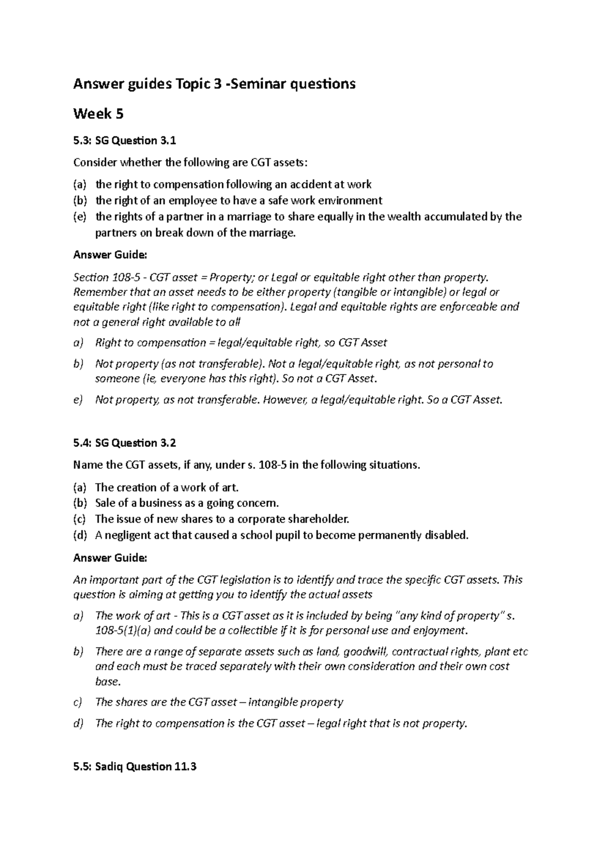 MLC301 T1 2021 Seminar Answer guides Topic 3 - Answer guides Topic 3 -Seminar questions Week 5 5 ...
