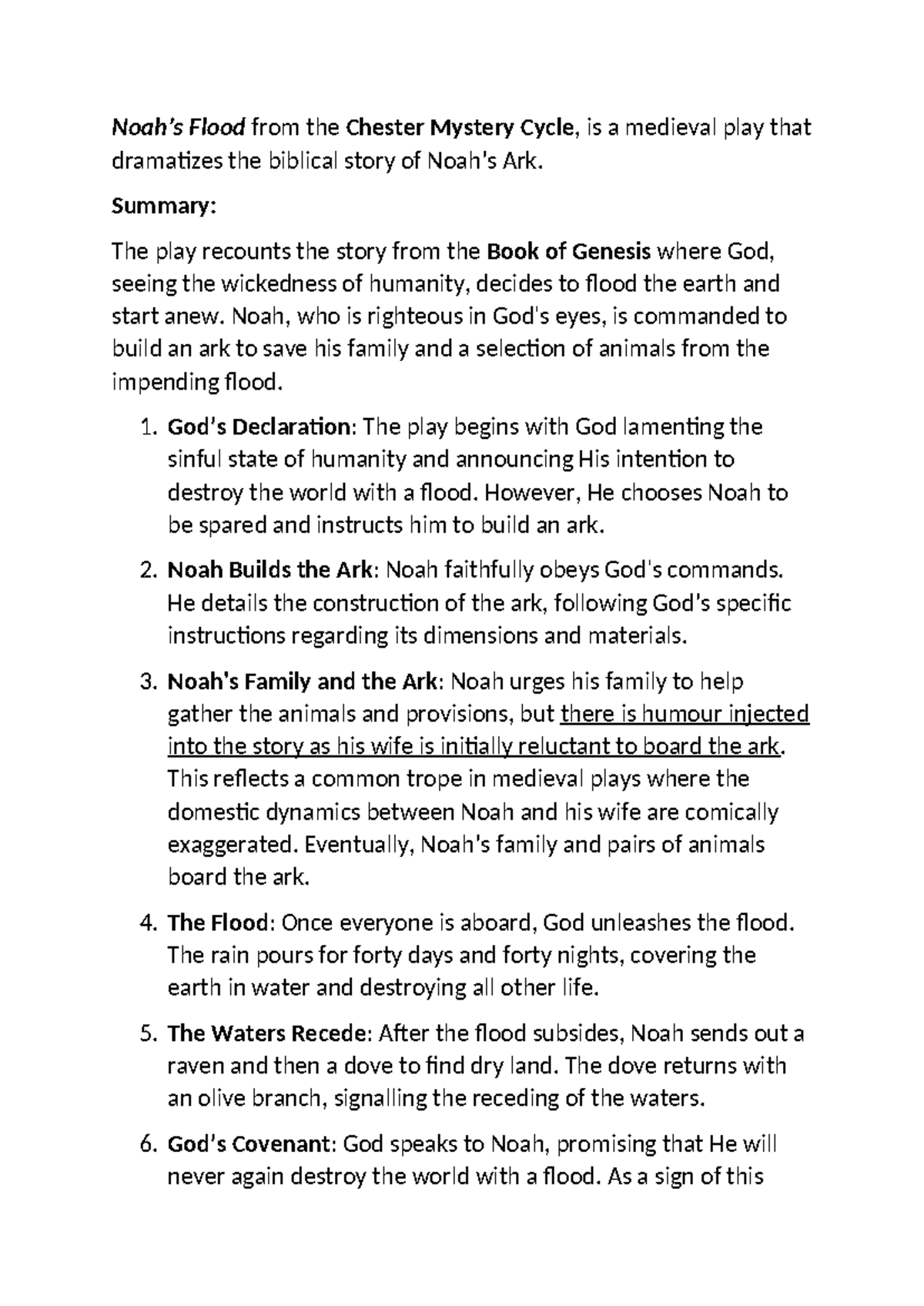 Noah's Flood - Noah’s Flood from the Chester Mystery Cycle, is a ...