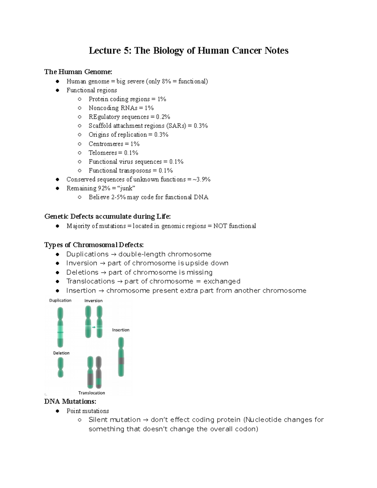 Molecular Biology Lecture 5 Cancer - Lecture 5: The Biology of Human ...