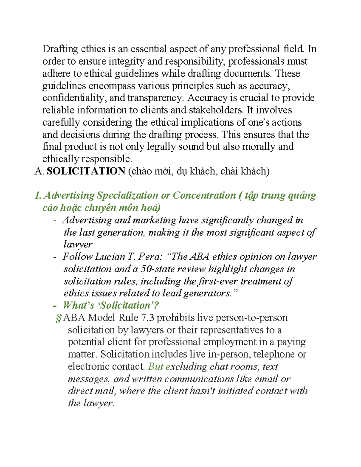 Drafting ethics is an essential aspect of any professional field - In ...