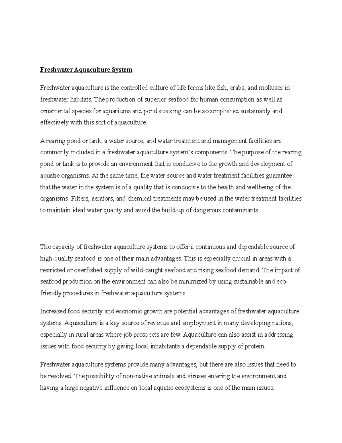 2.Fresh water aquaculture system - Freshwater Aquaculture System ...