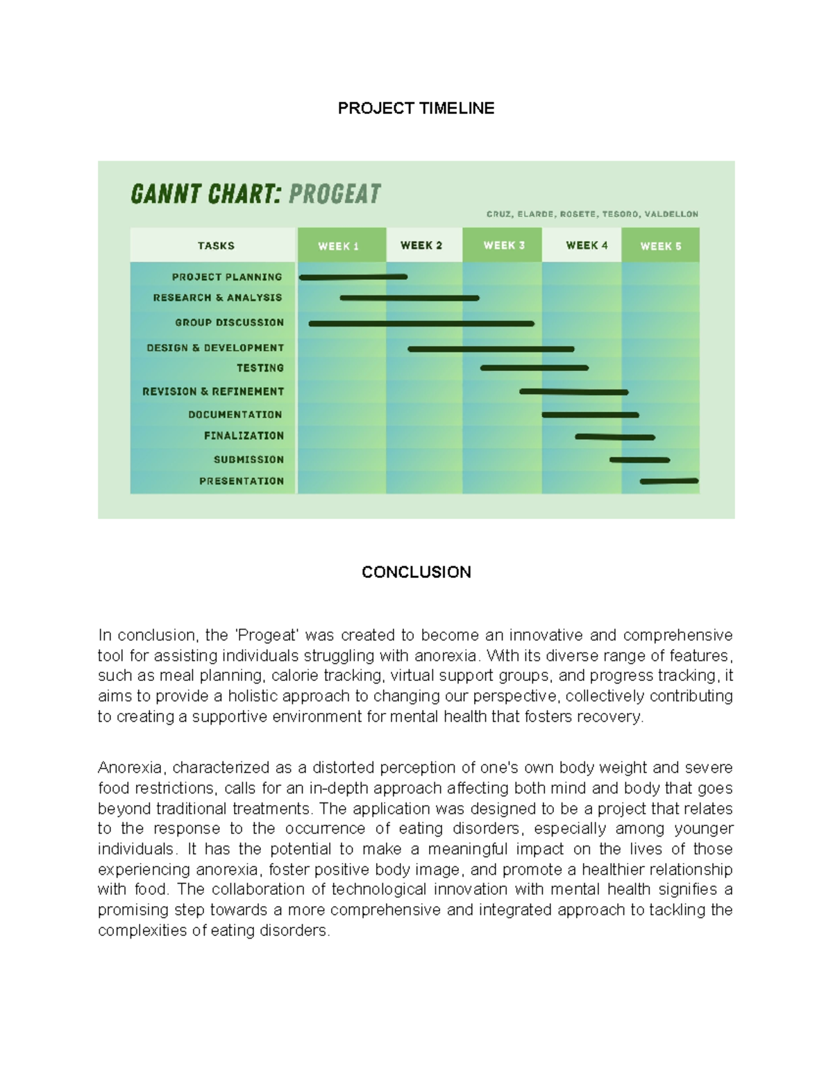 Conclusion - PROJECT TIMELINE CONCLUSION In conclusion, the ‘Progeat ...