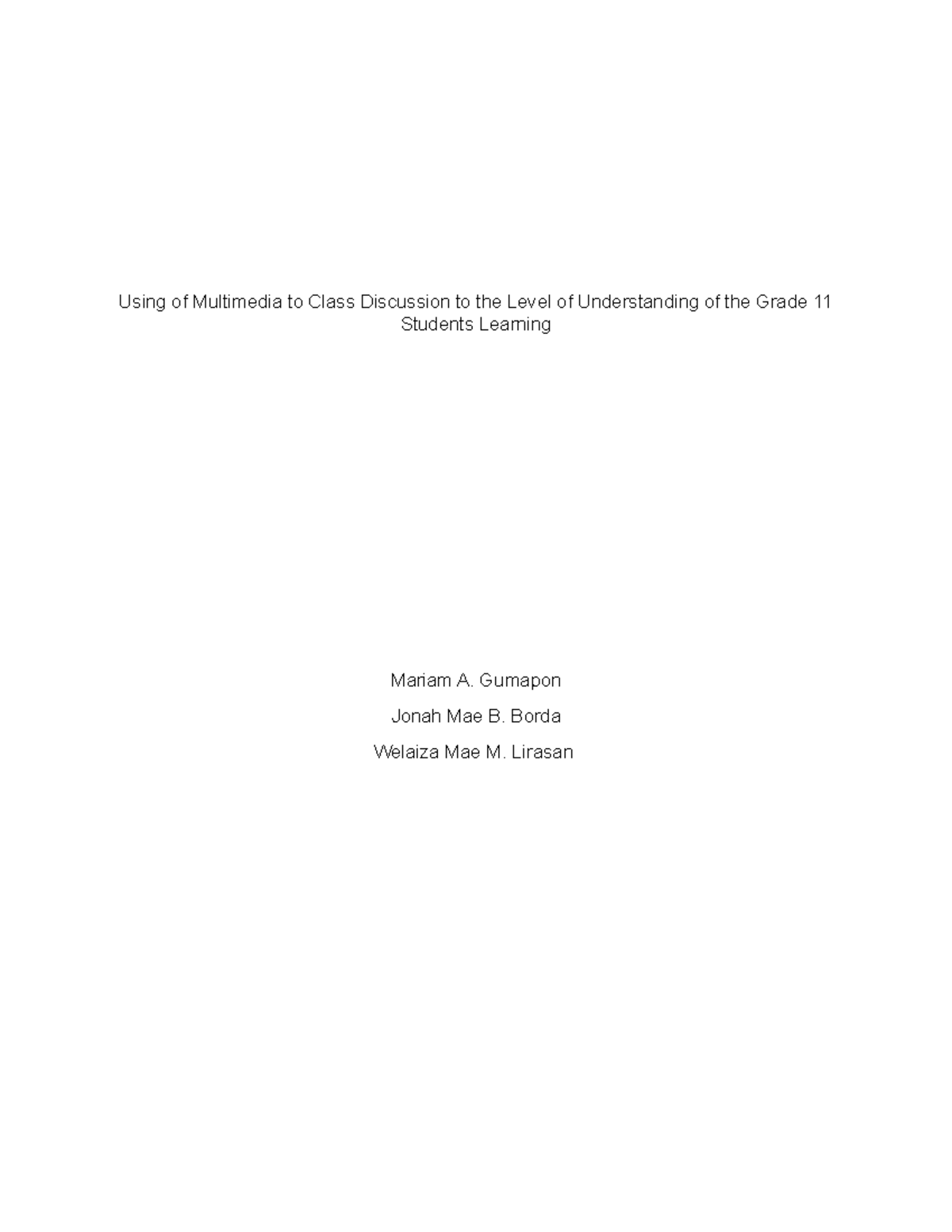 Abstract - HELPFUL - Using of Multimedia to Class Discussion to the ...