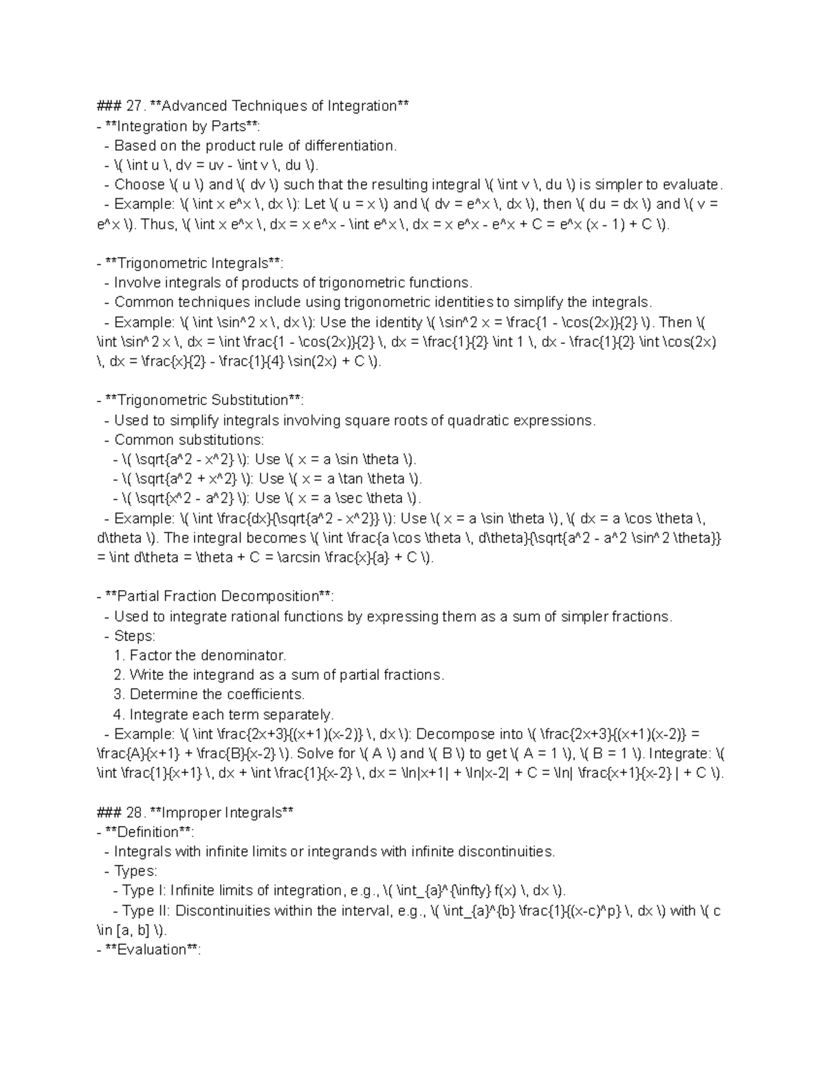 AP Calculus AB Advanced placement notes for high school 10th and 12th ...