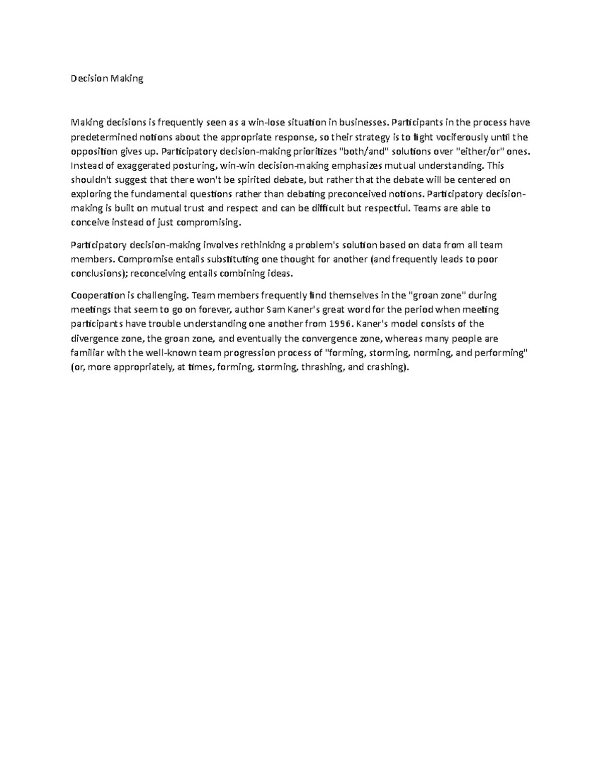 Decision Making - Notes - Decision Making Making decisions is ...