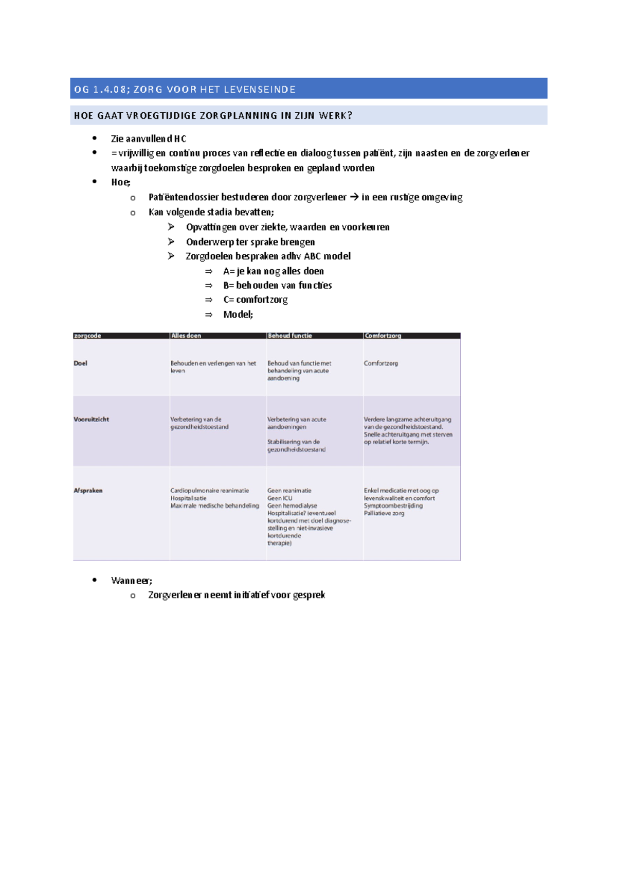 OG 1 - OG 11.4.07 - OG 1.4; ZORG VOOR HET LEVENSEINDE HOE GAAT ...
