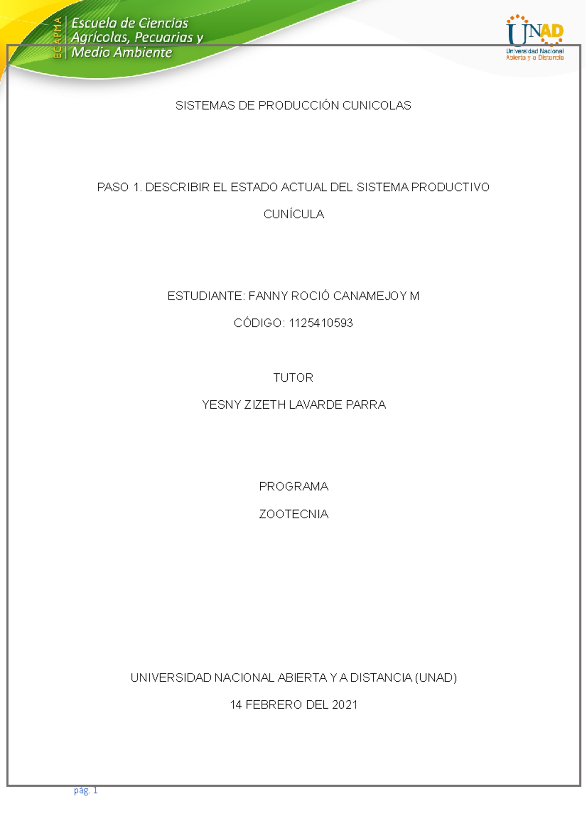 Sistema de produccion Cunicula Fanny Rocio Canamejoy - SISTEMAS DE ...