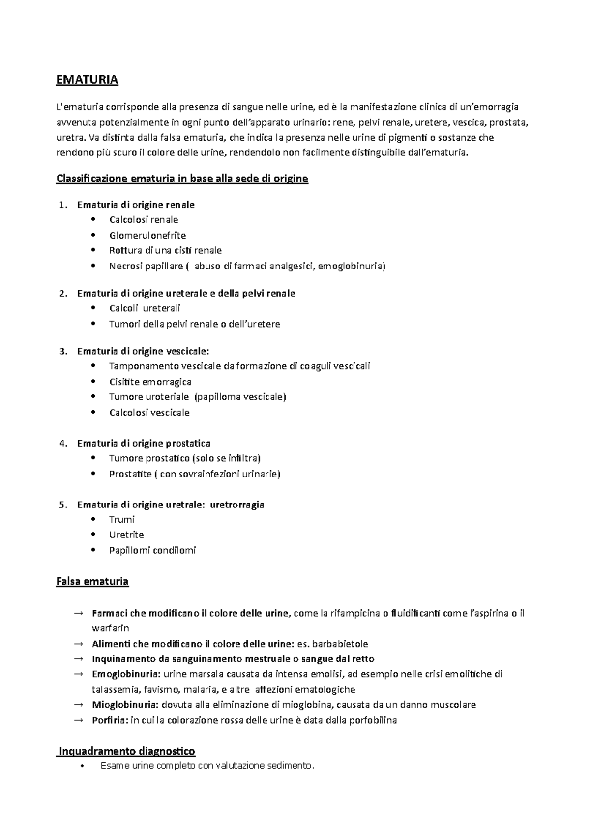 Ematuria - EMATURIA corrisponde alla presenza di sangue nelle urine, ed ...