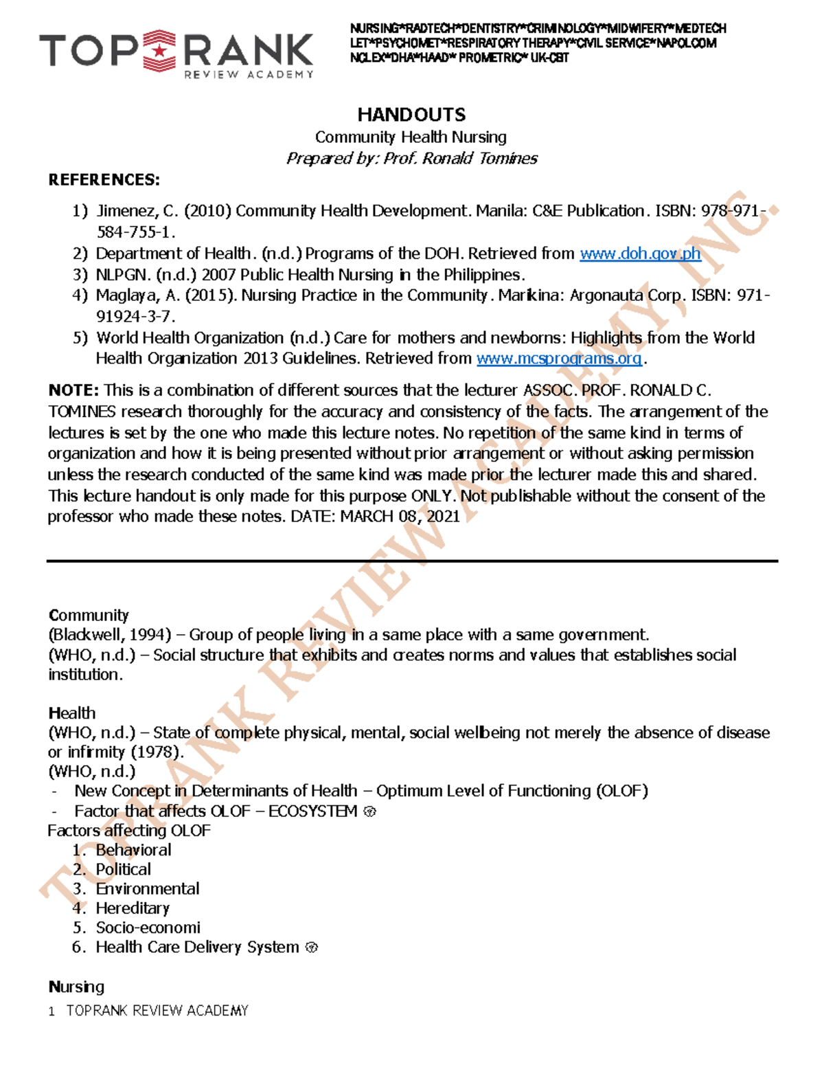 Intensive-CHN- Tomines - LETPSYCHOMETRESPIRATORY THERAPYCIVIL ...