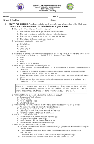 Empowerment Technologies Module 1 - Empowerment Technologies QUARTER 2 ...