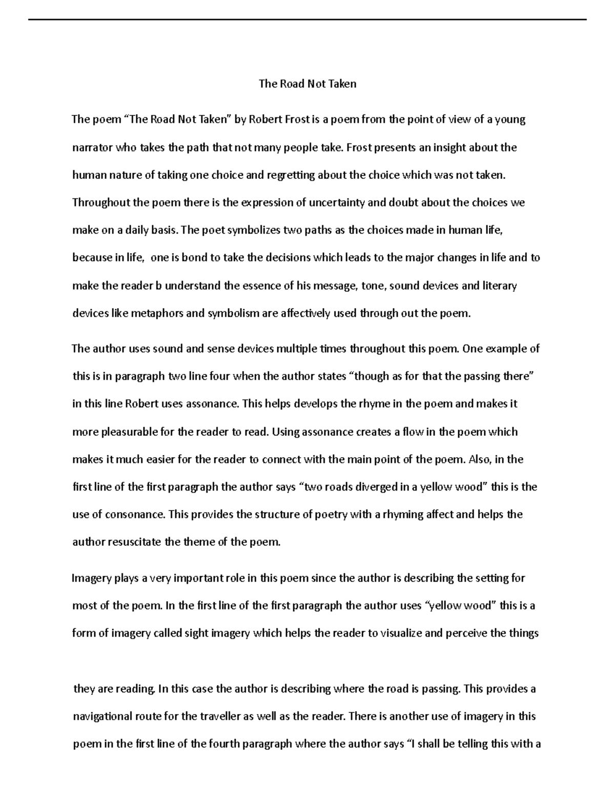 The Road Not Taken essay - The Road Not Taken The poem “The Road Not ...