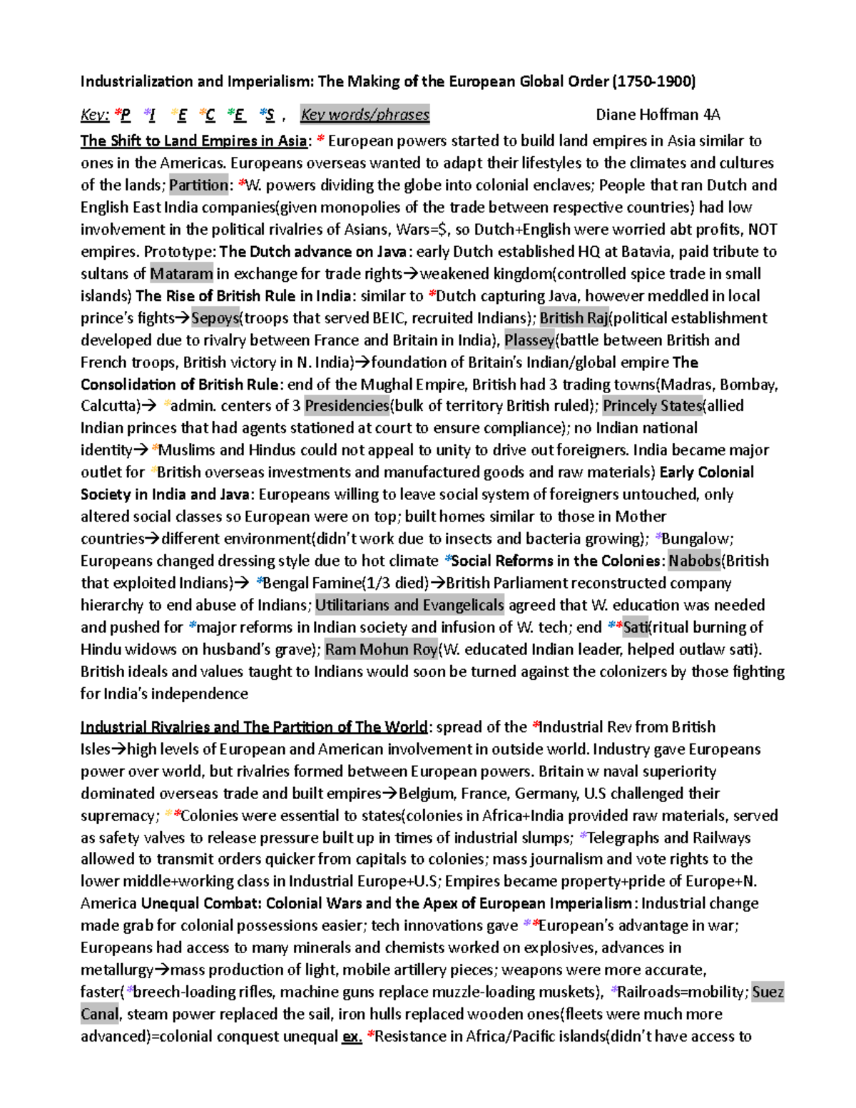 WHAP- Unit 6 overview notes-diane - Industrialization and Imperialism ...