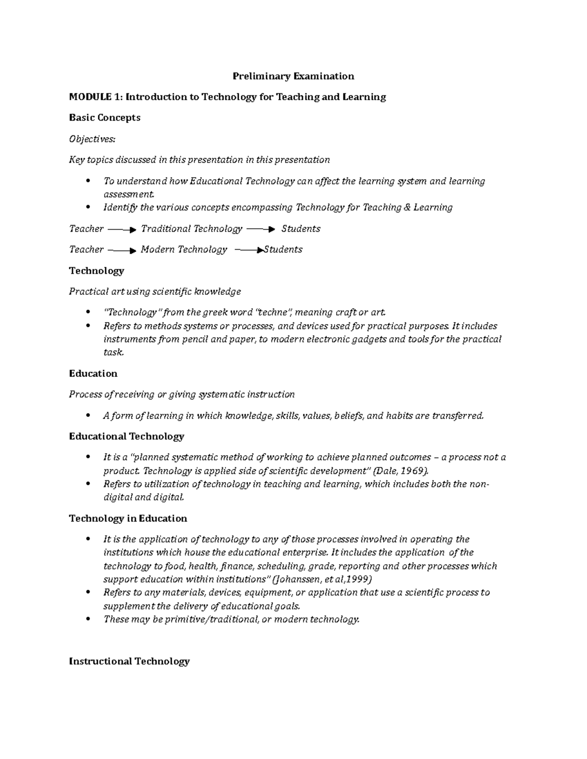 Preliminary Examination - Preliminary Examination MODULE 1 ...