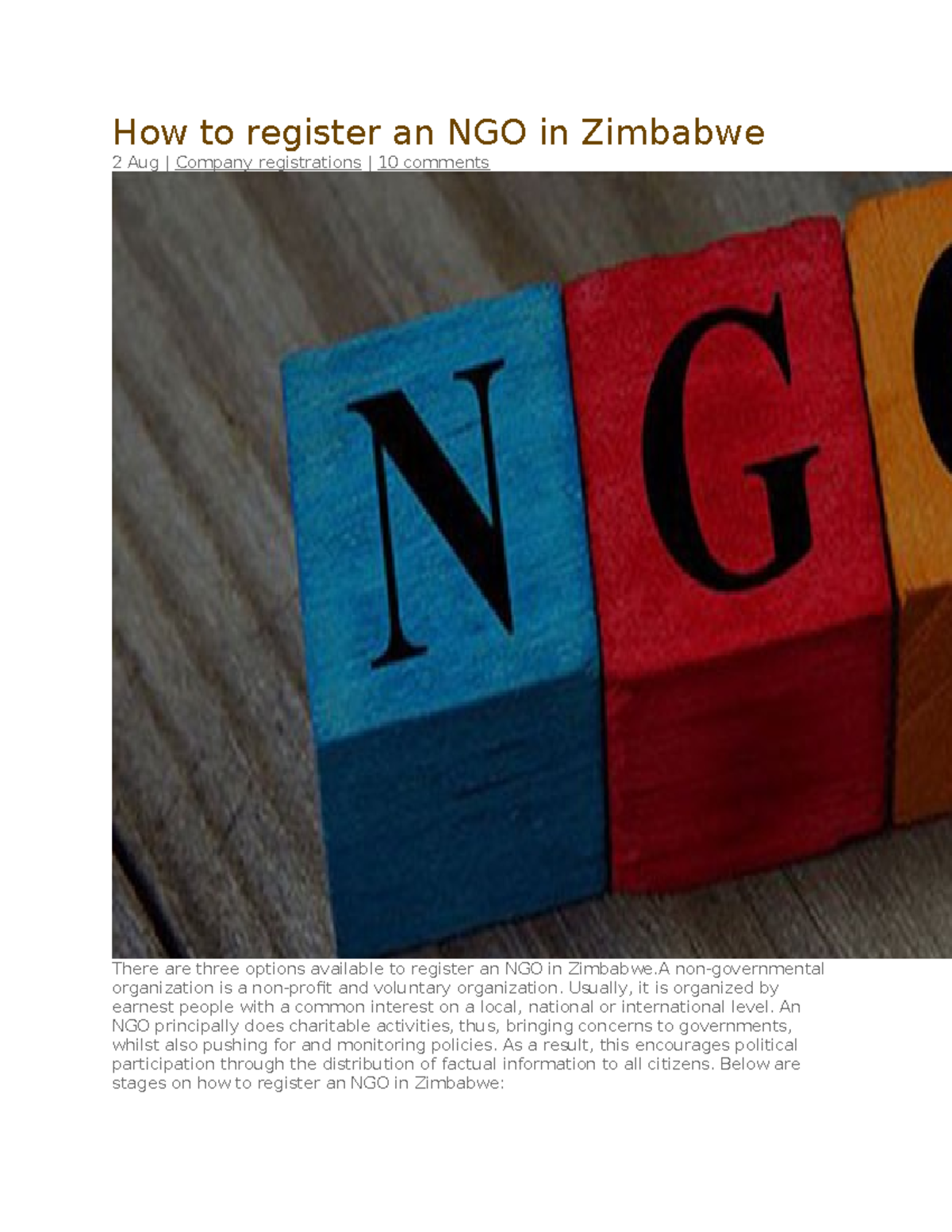 How to register an NGO in Zimbabwe - Usually, it is organized by ...