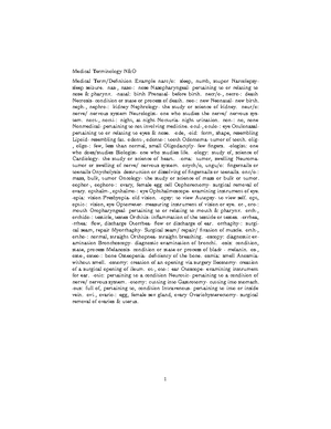 Med Terms CD - Medical Terminology for letters C and D - Medical ...