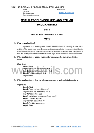 Unit 5 - Unit 5 - UNIT V FILES, MODULES, PACKAGES Files and exception ...