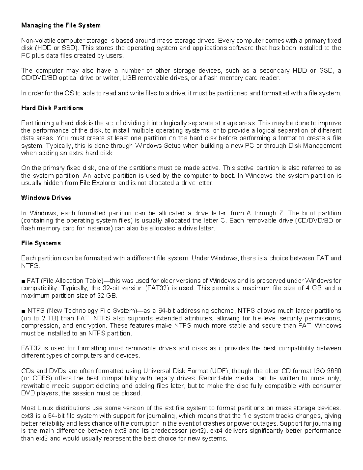 Week 9 Module - Managing the File System Non-volatile computer storage ...