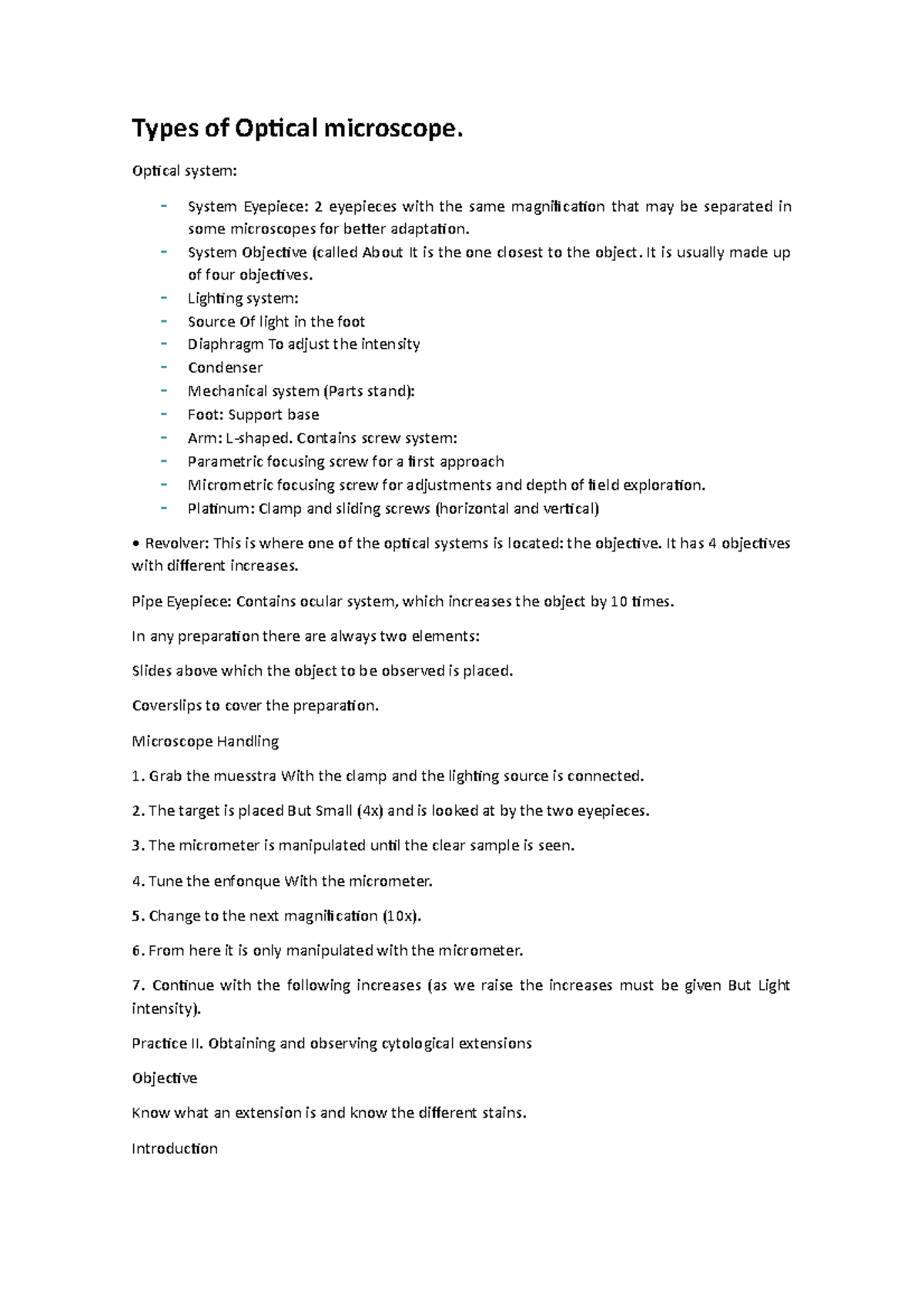Types of Optical microscope - Optical system: - System Eyepiece: 2 ...