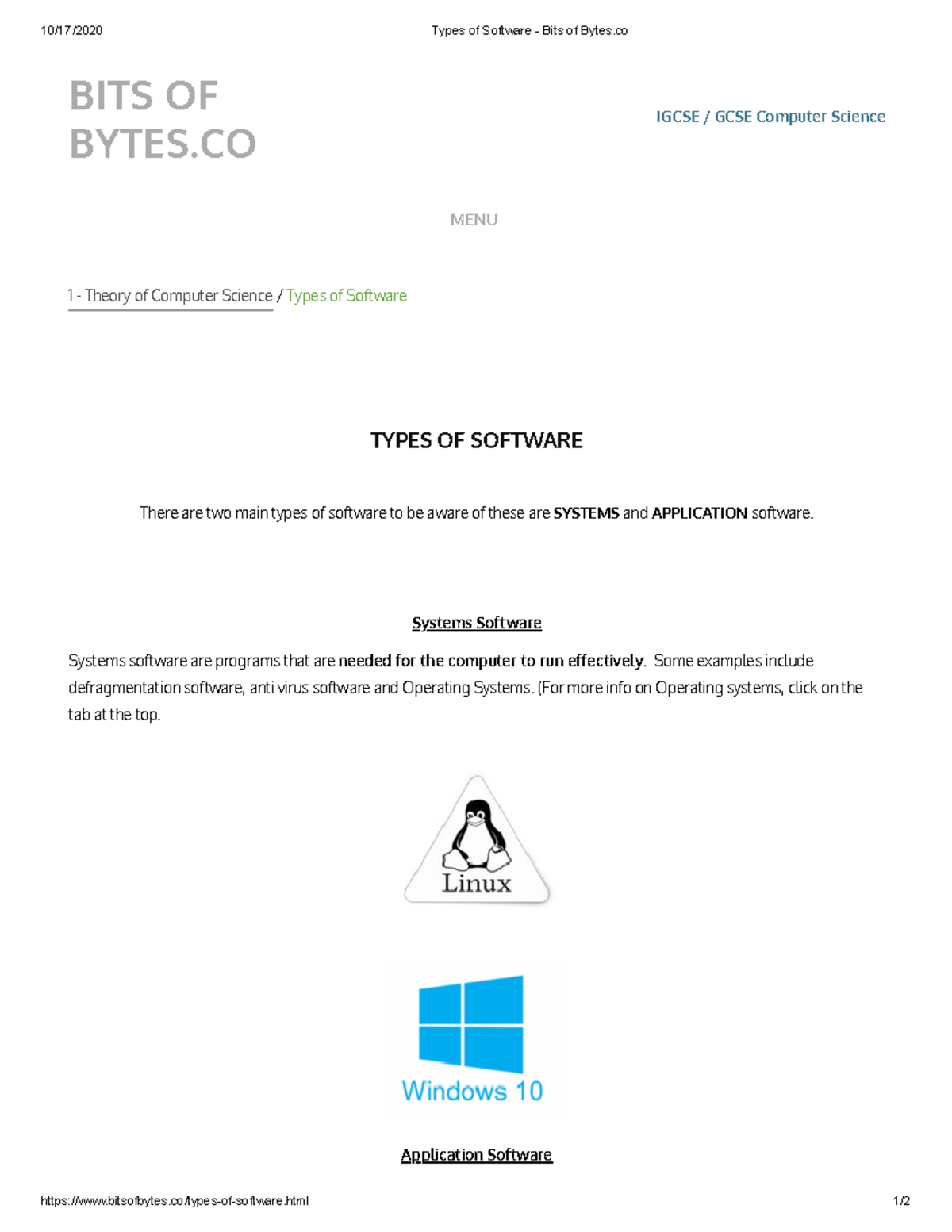 Types of Software - Bits of Bytes - 10/17/2020 Types of Software - Bits ...