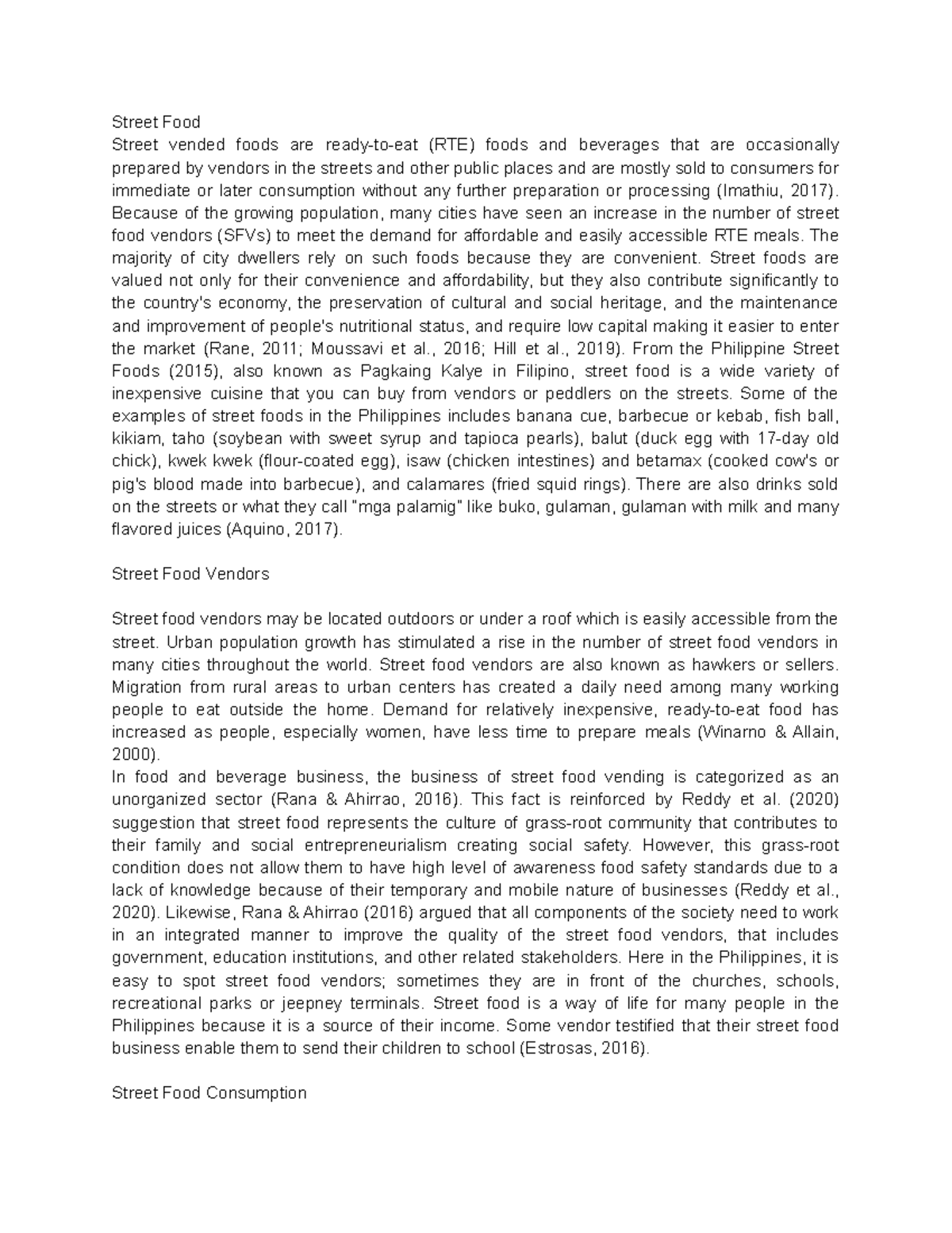 RRL - RRL - Street Food Street vended foods are ready-to-eat (RTE ...