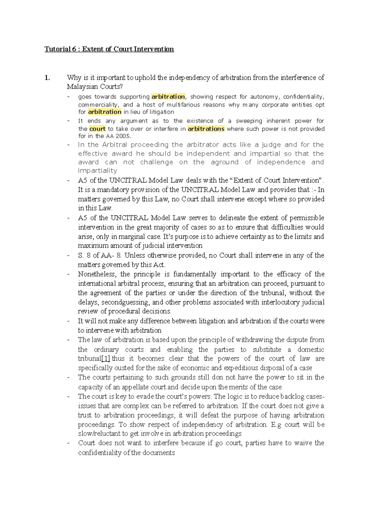Tutorial 6 - Extent of Court Intervention - Tutorial 6 : Extent of ...