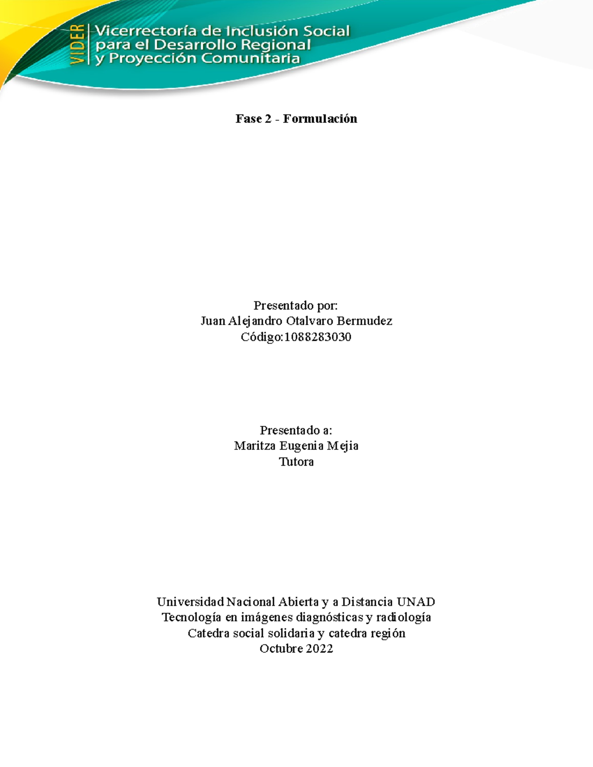 Ficha Diagnostico Solidario Juan Otalvaro - Fase 2 - Formulación ...