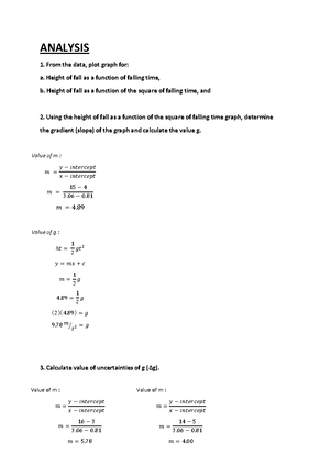 LAB Report PHY110 - LAB REPORT PHY110 : EXPERIMENT 3 ANALYSIS From the data, plot graph for : a ...