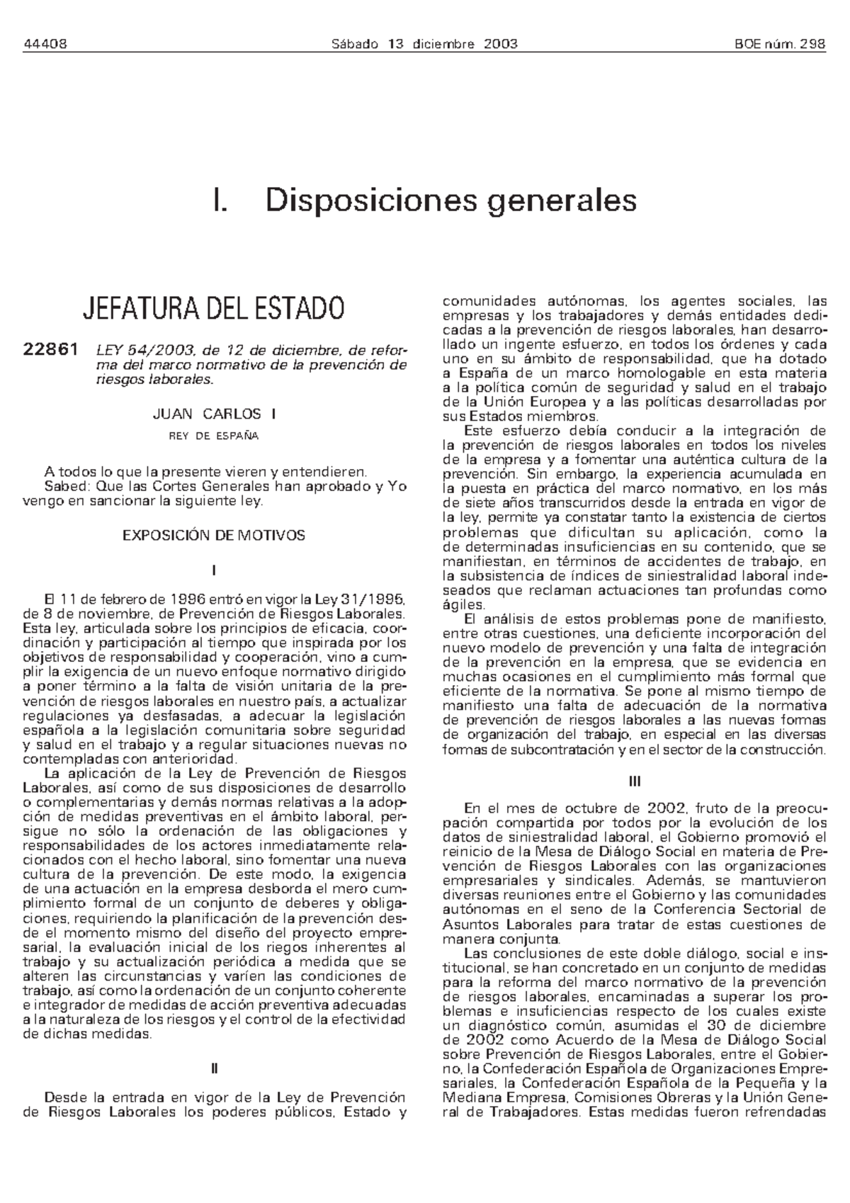 Ley 54 de 2003 .......... ......... ........ . .... - 44408 Sábado 13 ...