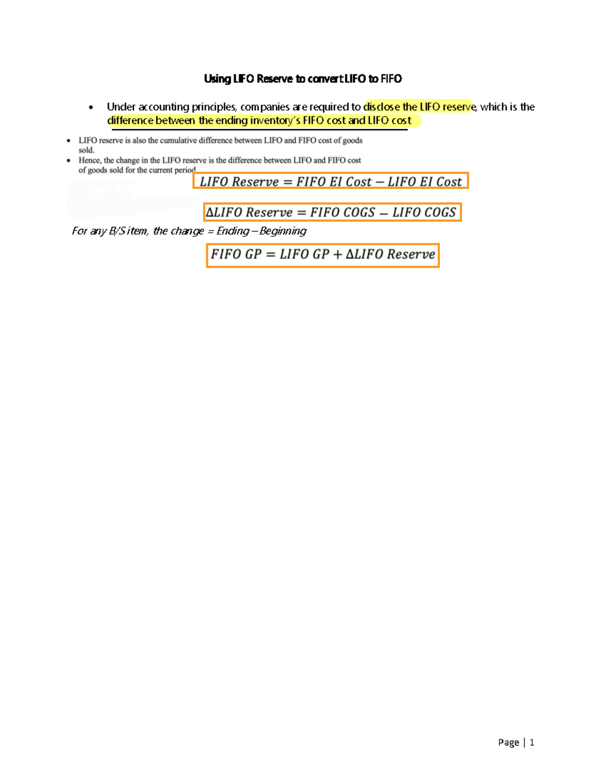 Chapter 7 (Part 2): LIFO Reserve - Page | 1 Using LIFO Reserve to ...