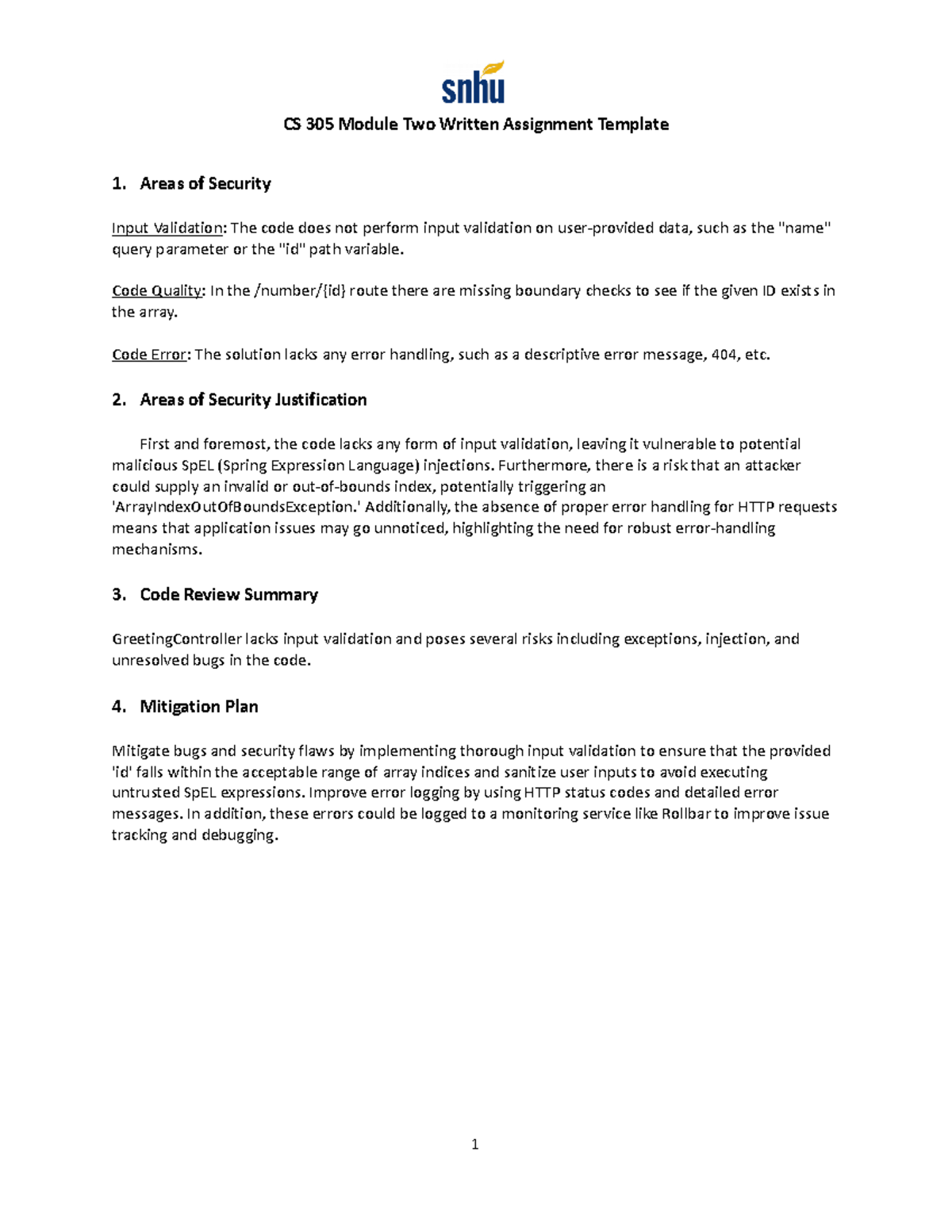 Module Two Written Assignment Areas Of Security Input Validation The Code Does Not Perform