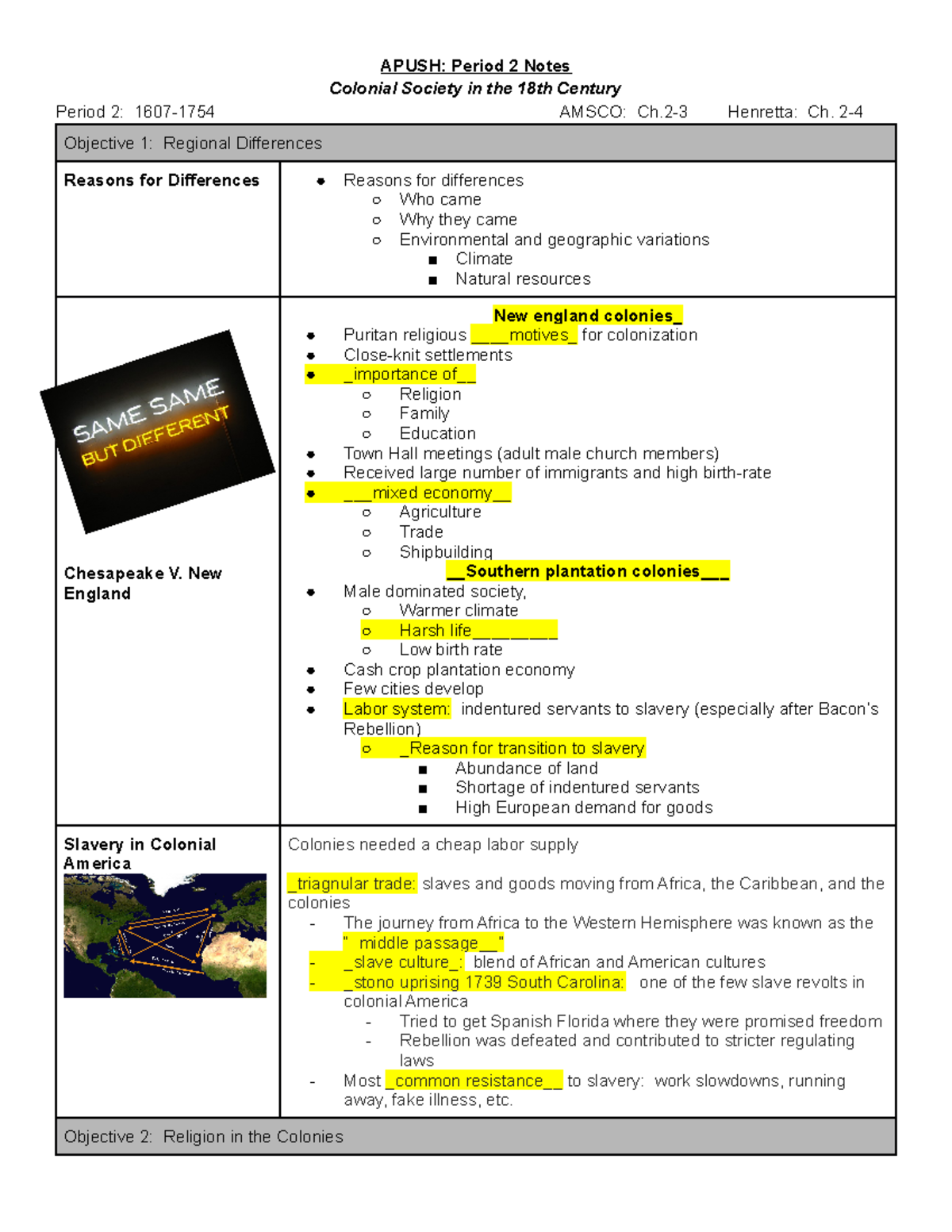 Period 2 Notes (Colonial Society)-Jada Tyler - APUSH: Period 2 Notes ...