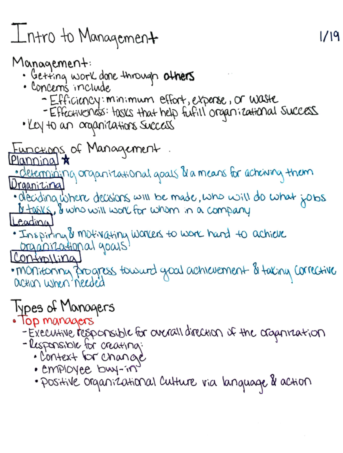 Intro to Management 1 19 21 - Intro to Management 1/ Management ...