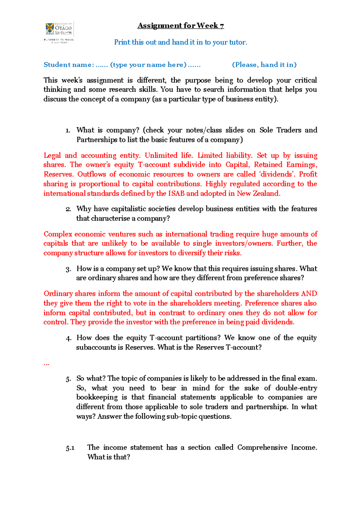 ACCT 102 Tutorial 6 ethics in acccounting - Assignment for Week 7 Print ...