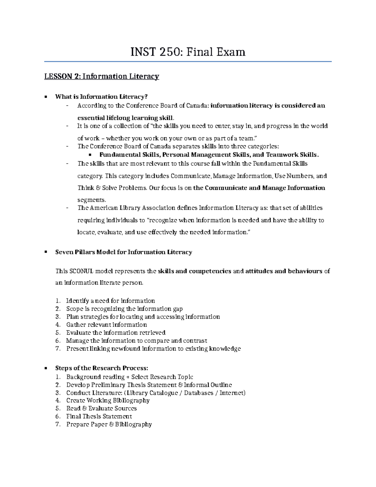 Inst 250 lesson 1-10 test guide - INST 250: Final Exam LESSON 2 ...