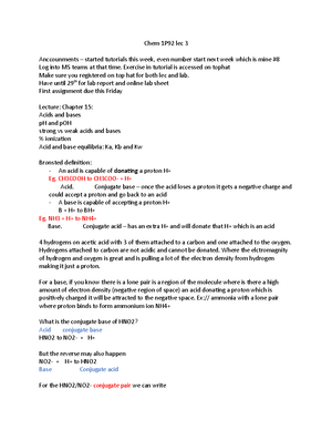 Chem1P92 Lec. 1 - Chemistry 1P Course outline Live tutorials first hour ...