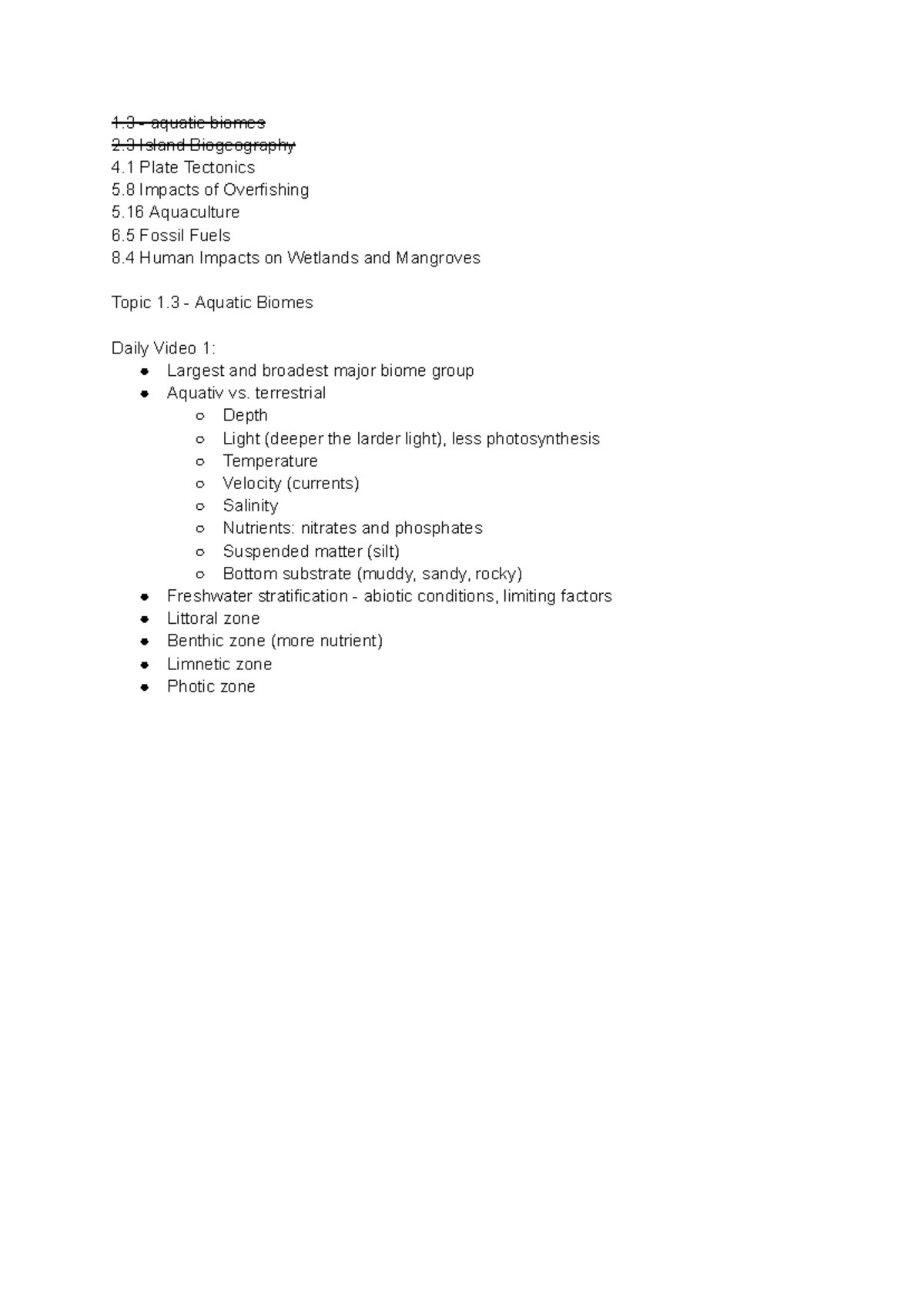 Apes project 4 - Google Docs - 1 - aquatic biomes 2 Island Biogeography ...