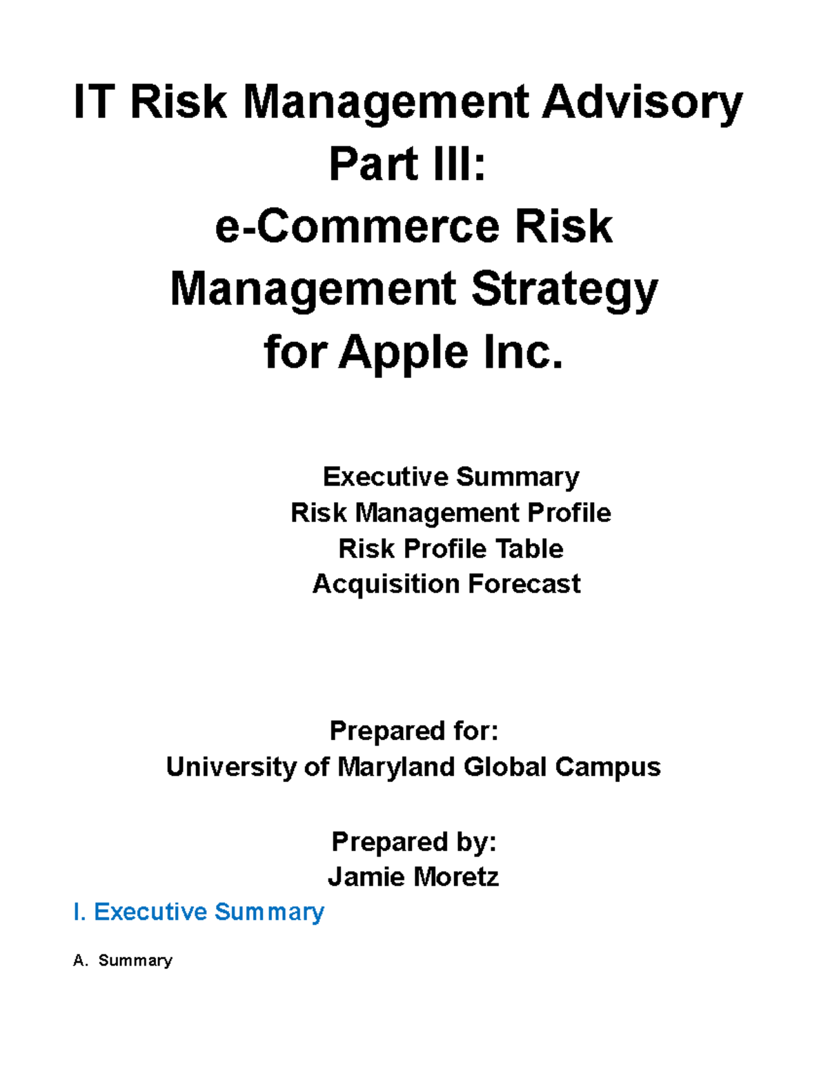 P11a1 Apple E-Commerce Risk Management Strategy - IT Risk Management ...