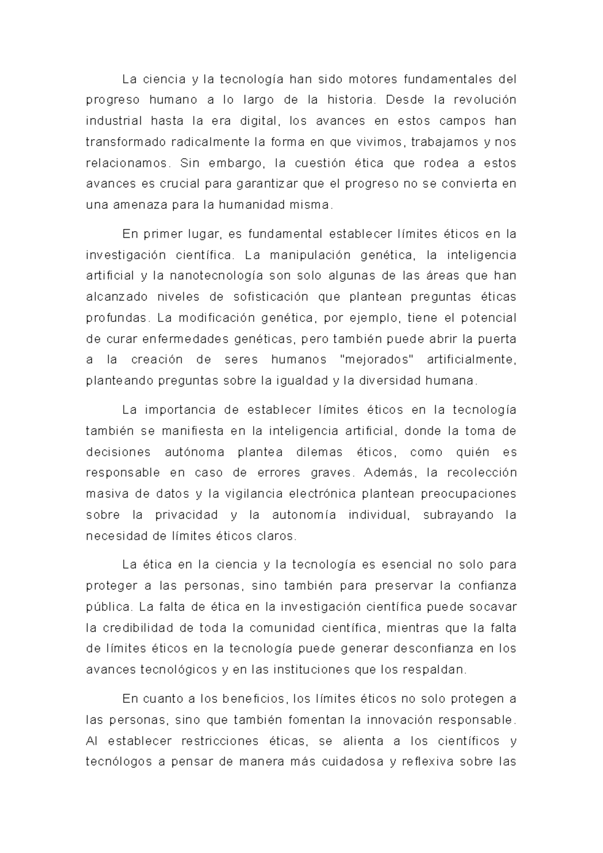 Ensayo filosofia - Resumen - La ciencia y la tecnología han sido ...