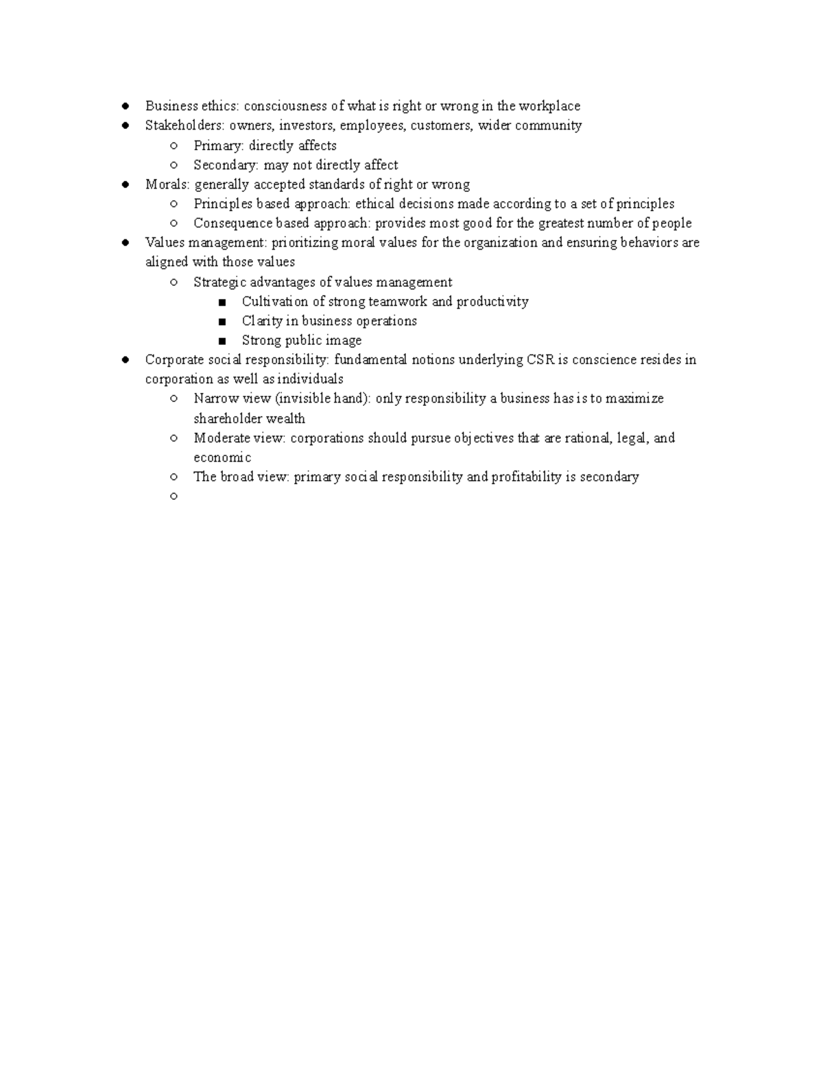 Chapter 5- ethics - NOTES! - Business ethics: consciousness of what is ...