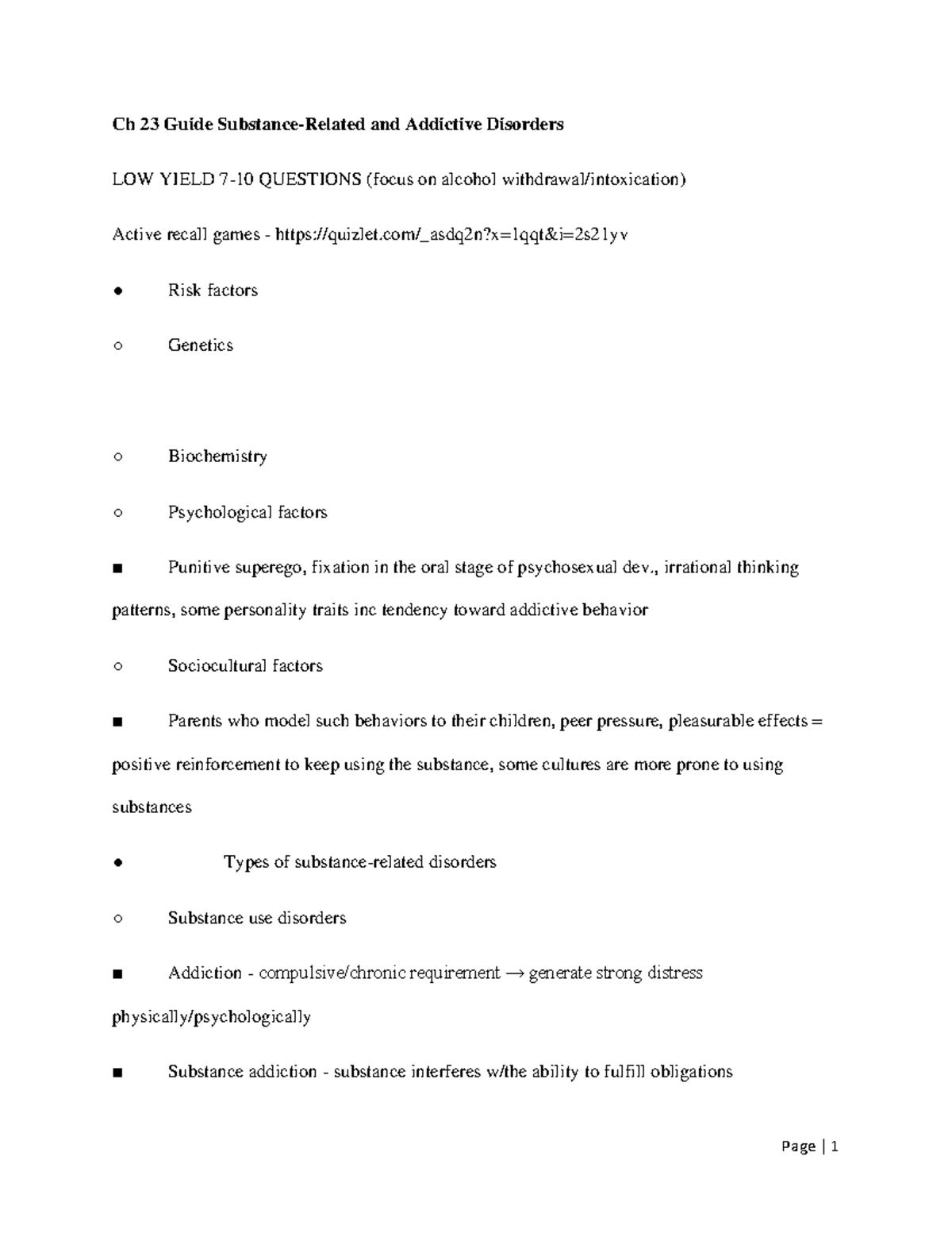 Ch 23 Guide Substance-Related and Addictive Disorders - , irrational ...