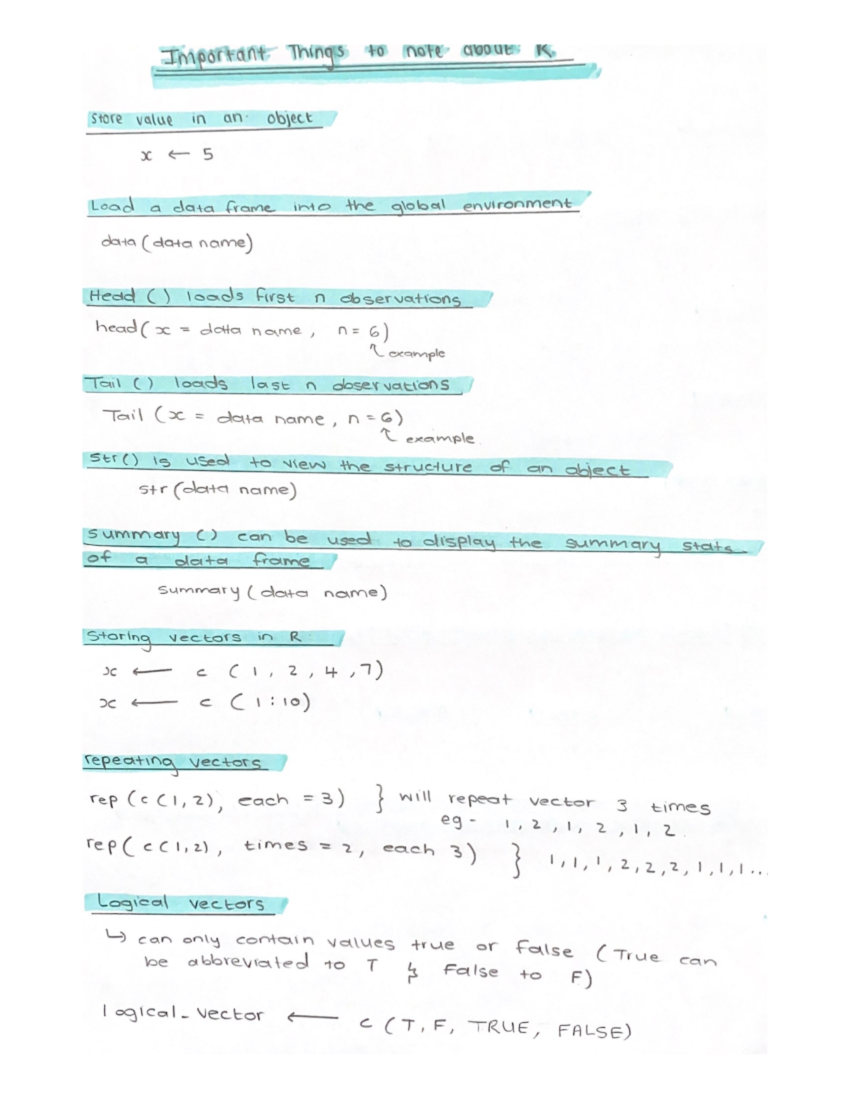 Important R - short summary - Important Things to note about K store ...