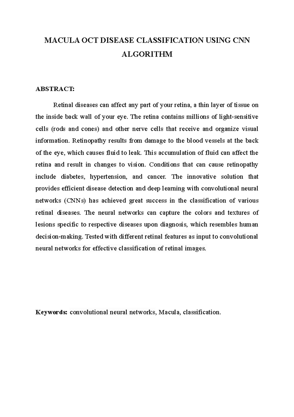 Itpdl 03-ZR - Iot - MACULA OCT DISEASE CLASSIFICATION USING CNN ...