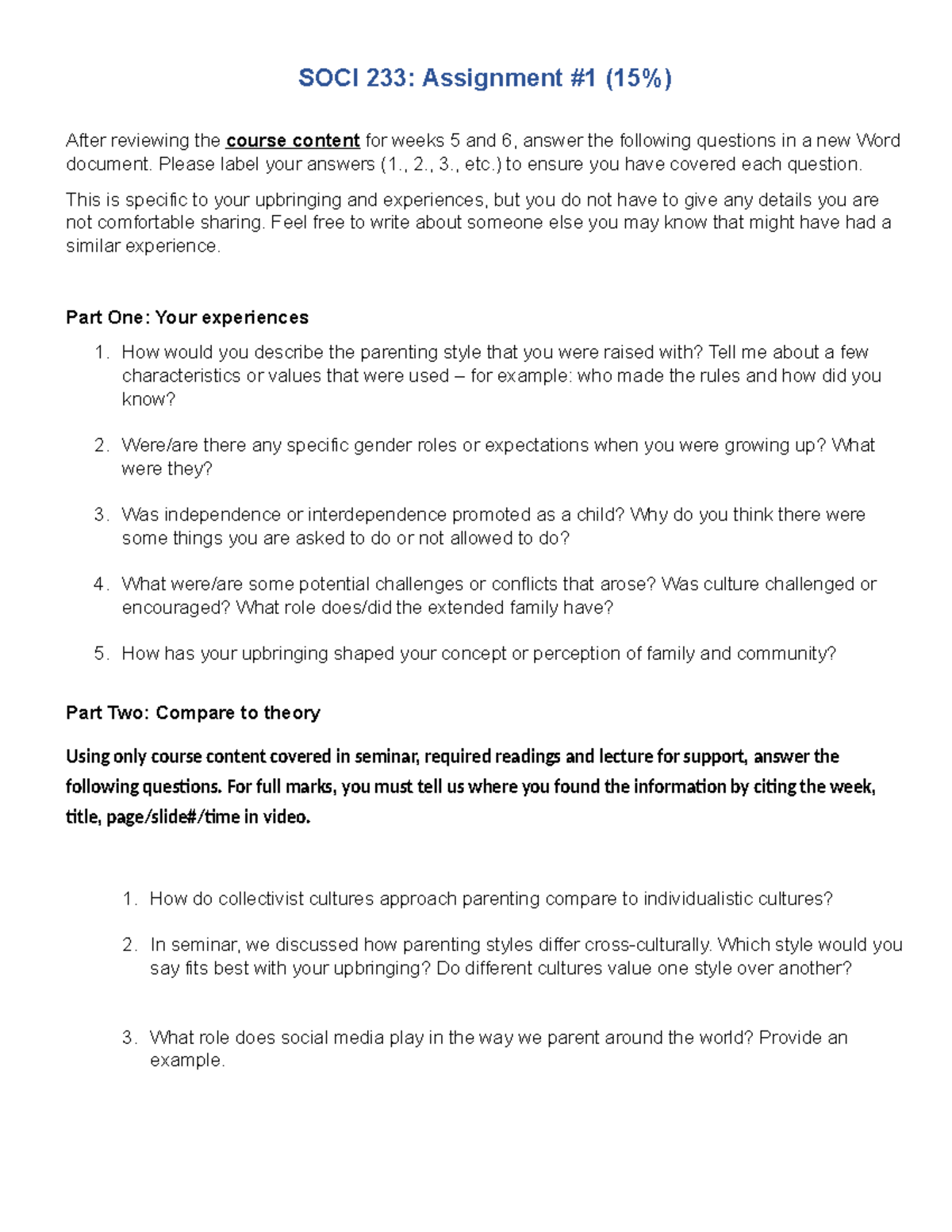 Assingnment 115 WI24 - Gej add k HD s - SOCI 233: Assignment #1 (15% ...