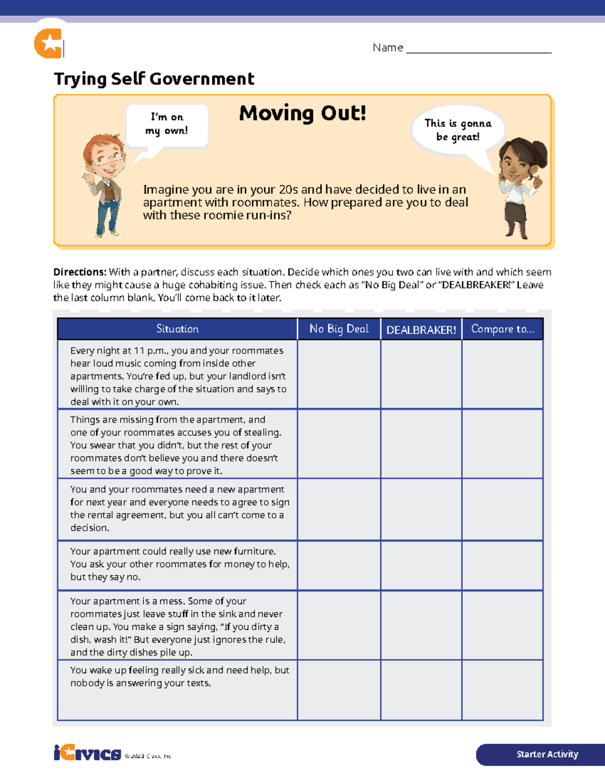 Kami Export - Trying Self Government - Starter Activity Trying Self ...