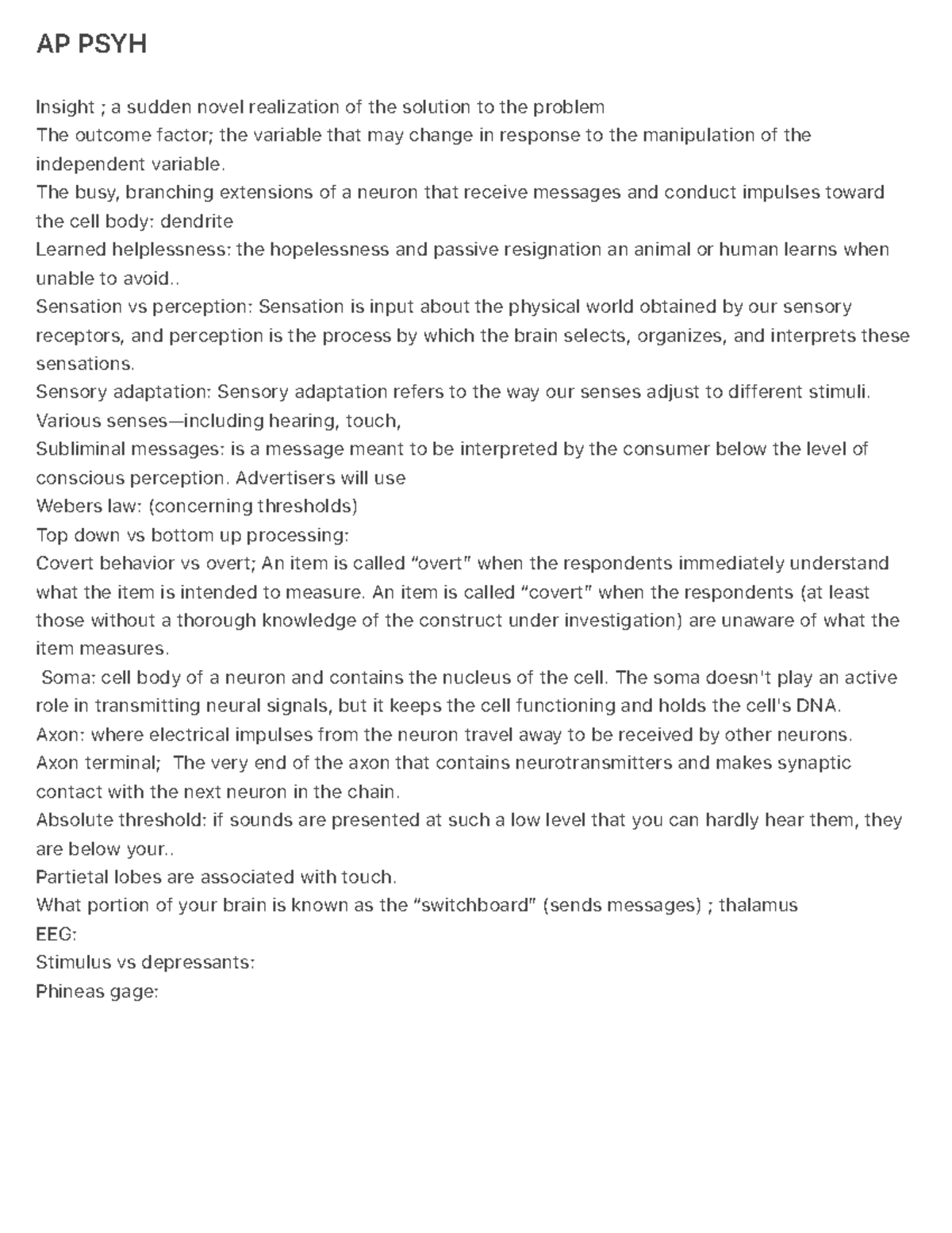 AP PSYH - Take it - AP PSYH Insight ; a sudden novel realization of the ...