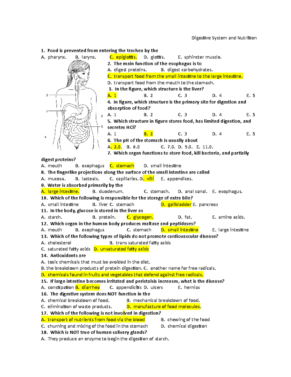 Nutrition question 9:17 BIO 102 - Digestive System and Nutrition - Studocu