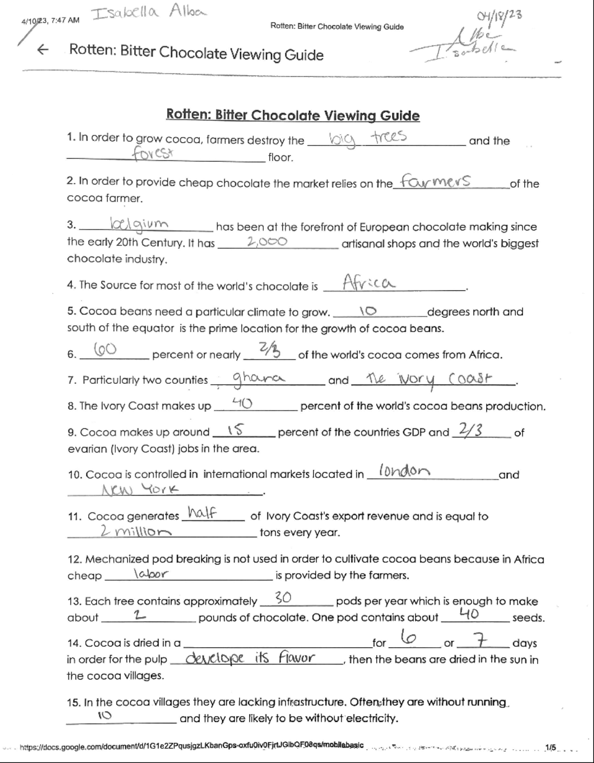 AP Human cocoa packet-chapter 14 packet-Hutu and Tutsi packet ...