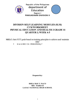 Division SELF Learning Modules PEH 2 MELC 2 - DIVISION SELF LEARNING ...