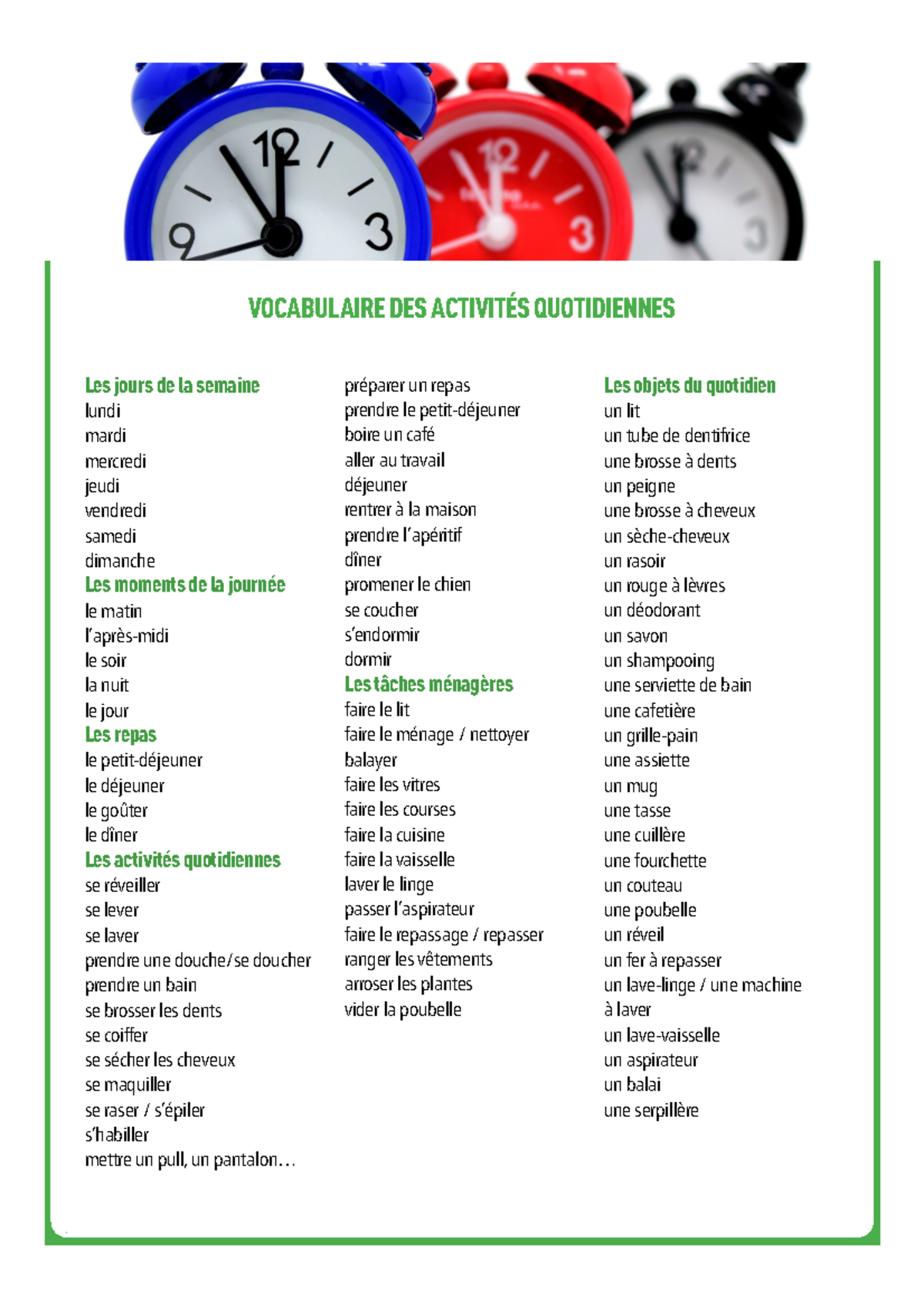 Activites Quotidiennes VOC 02 - Fiche réalisée par les Zexperts FLE ...