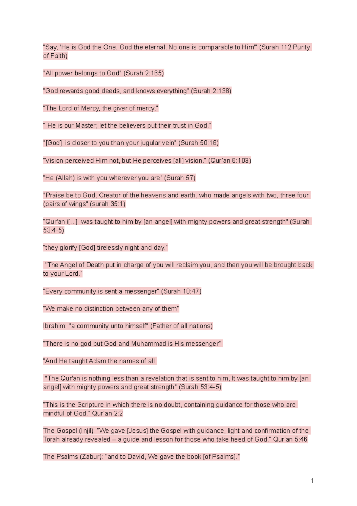 Islam practices quotes GCSE - “Say, 'He is God the One, God the eternal ...